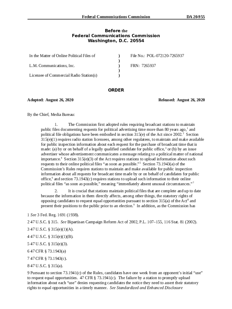 Federal Communications Commission DA 21-1534 Doc Template | pdfFiller