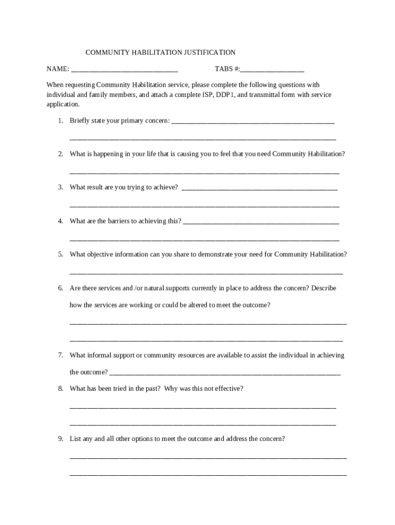 Community Habilitation - SASi Doc Template | pdfFiller