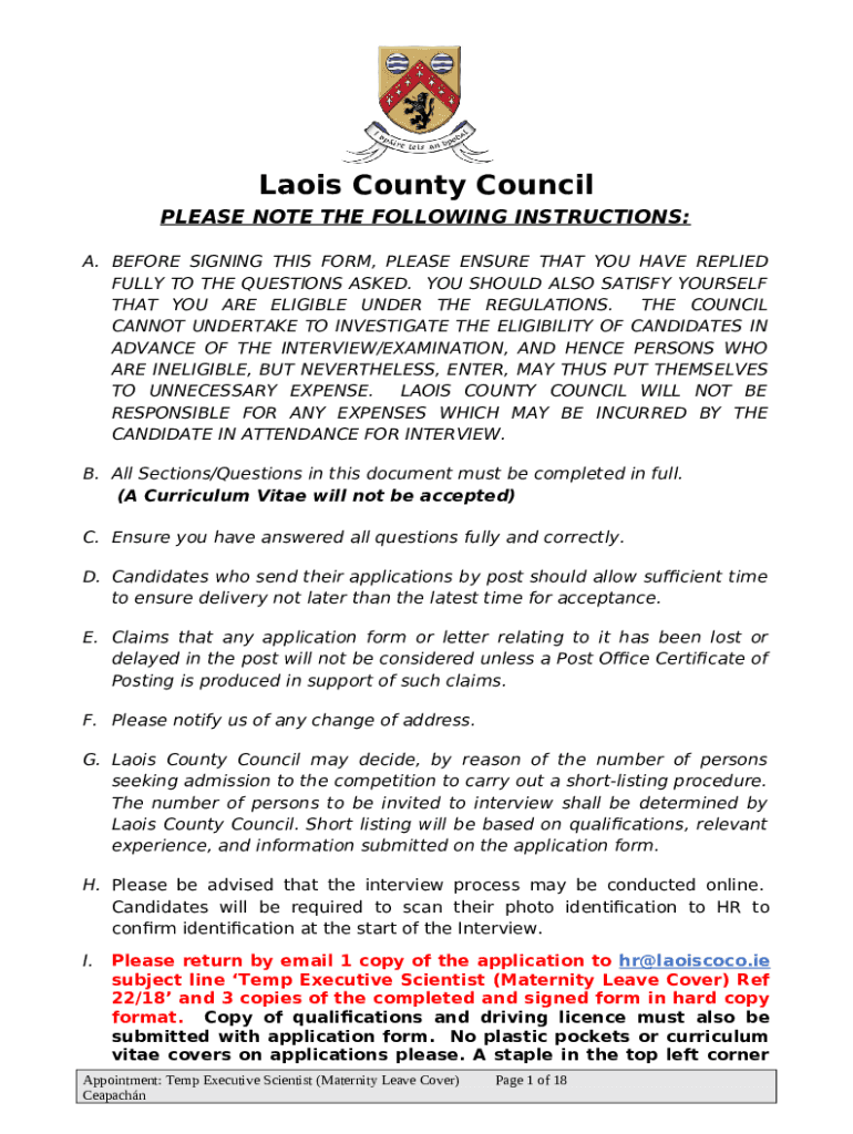 application comhairle chontae laoise Doc Template | pdfFiller