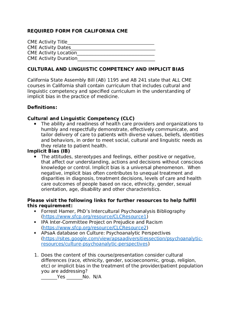 Cultural & Linguistic Competency and Implicit Bias Standards Doc ...