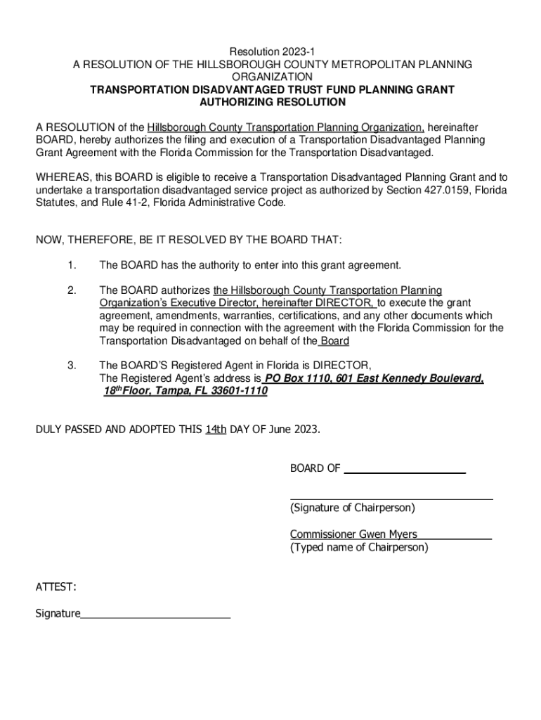 Fillable Online Authorizing Resolution Sample Form - Tampa Fax Email ...