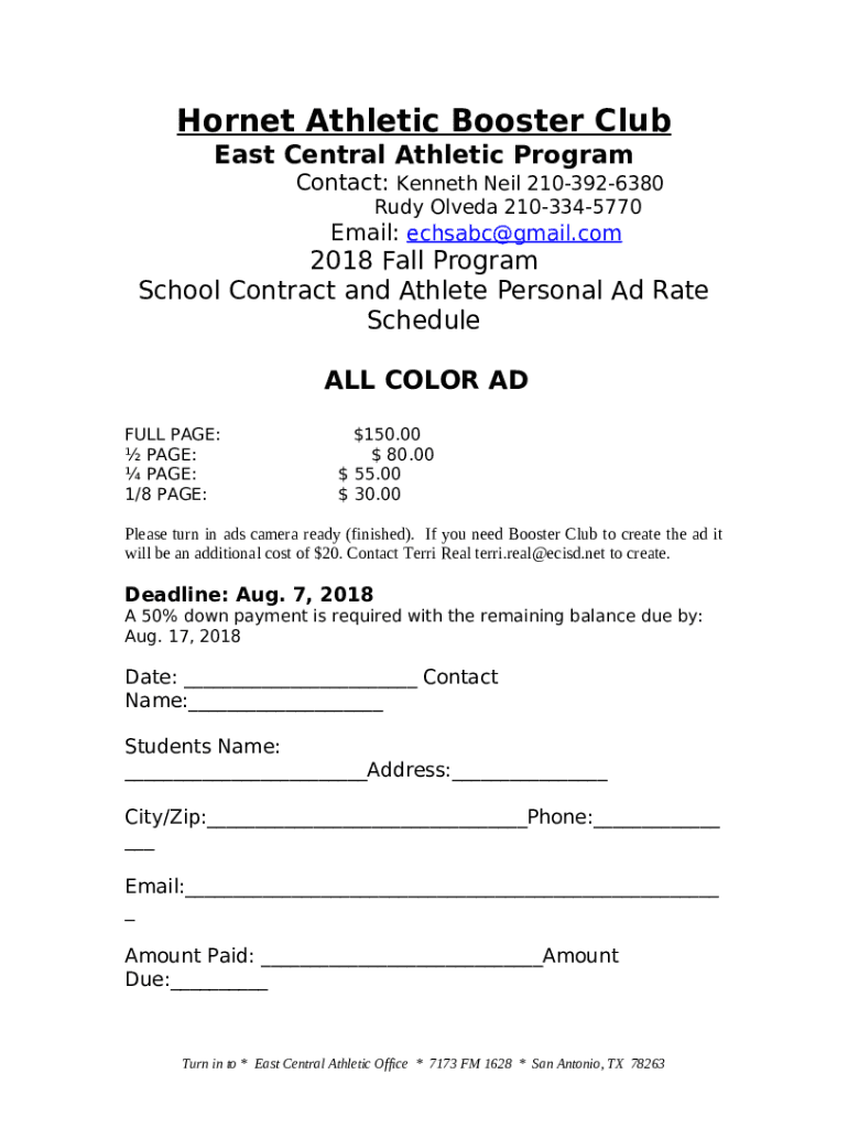 East Central Athletic Program Doc Template | pdfFiller