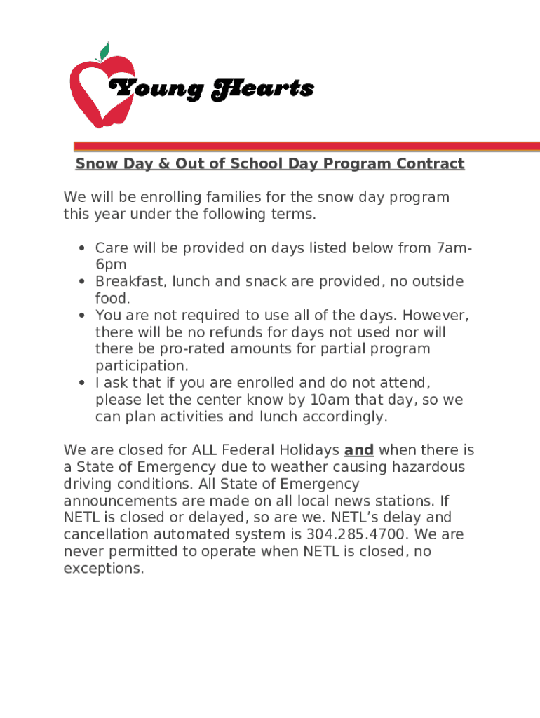 How to Prepare Your Daycare For Snow Closures and ... Doc Template ...