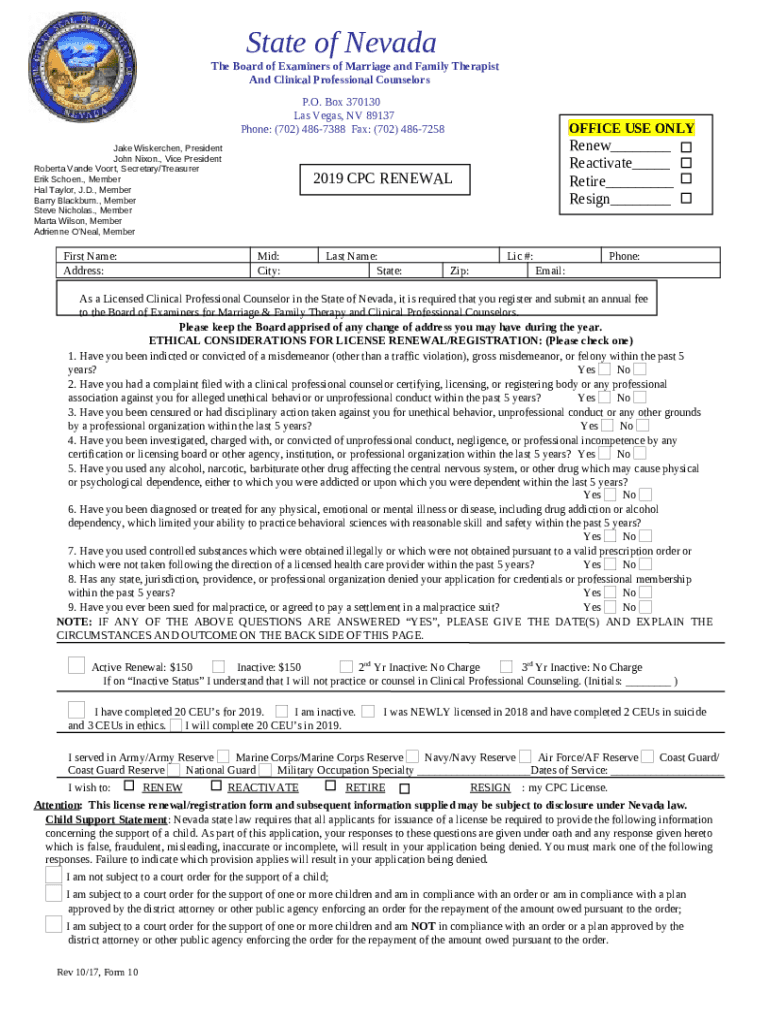 Board Members & Staff - Marriage - State of Nevada Doc Template | pdfFiller