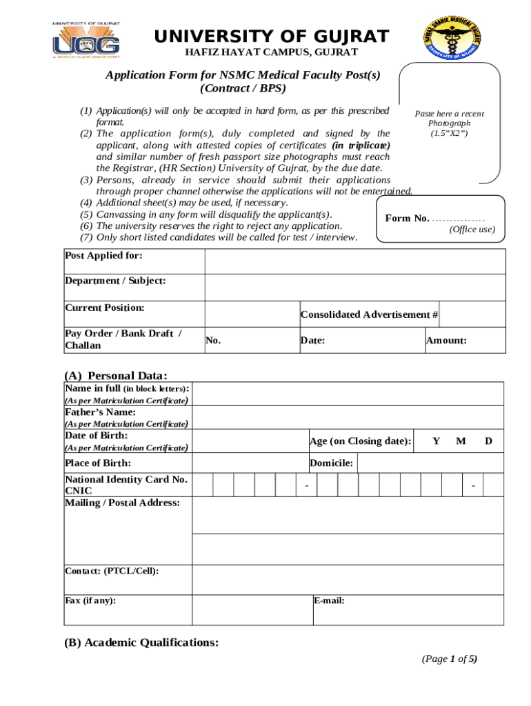 Online news uog edu Application for NSMC ... Doc Template | pdfFiller