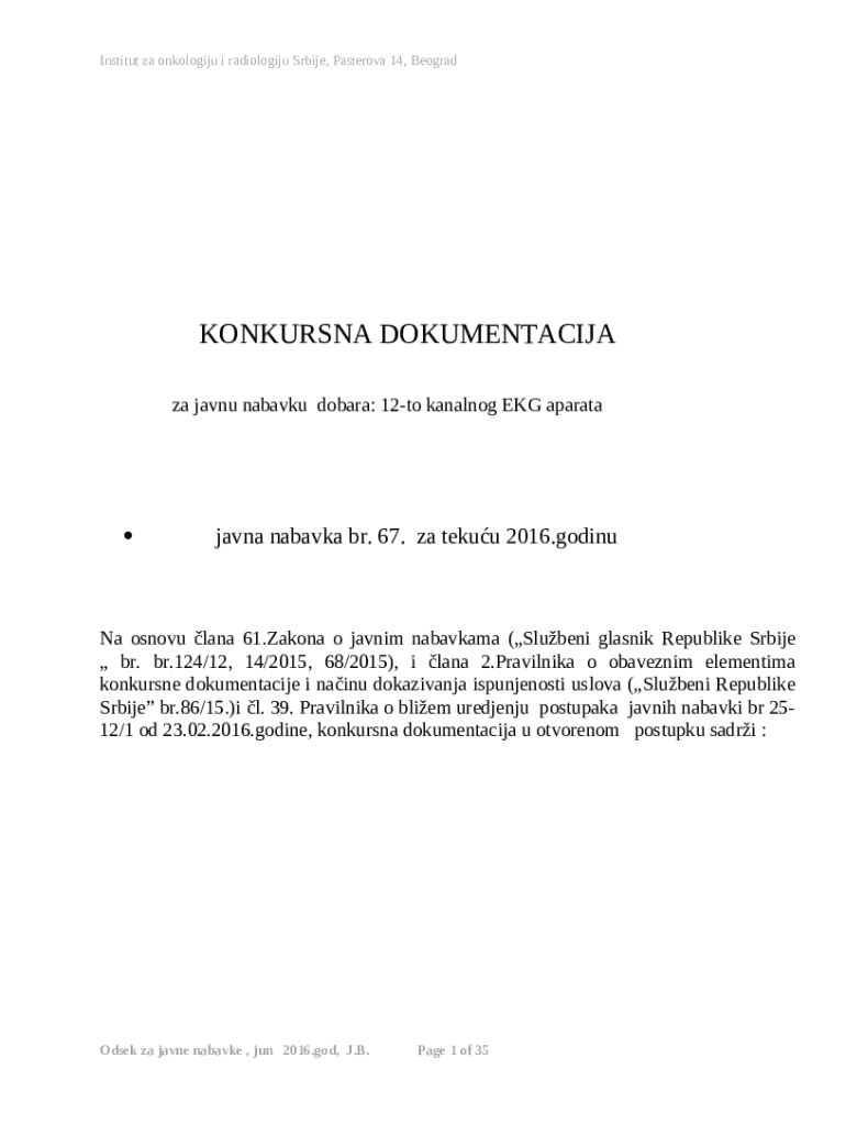 ZA NABAVKU 12-to kanalnog EKG Doc Template | pdfFiller