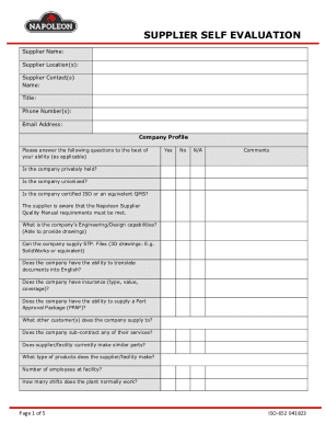 Fillable Online SUPPLIER ASSESSMENT FORM Fax Email Print - pdfFiller
