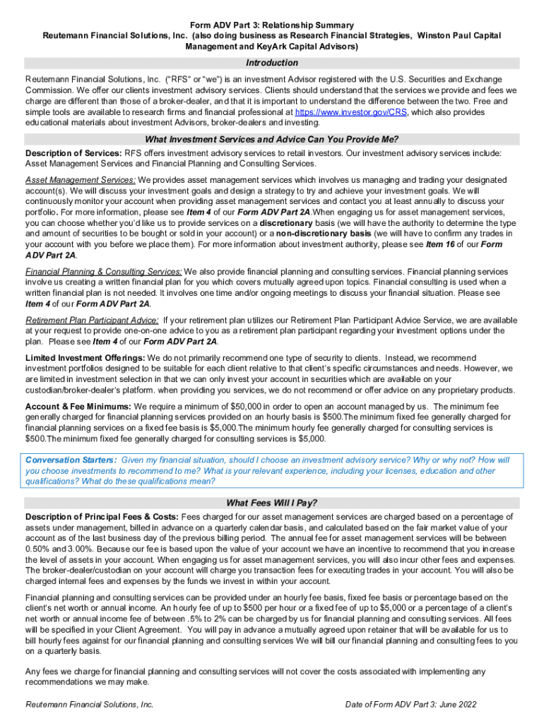 Fillable Online RFS Form ADV Part 3 Fax Email Print - pdfFiller