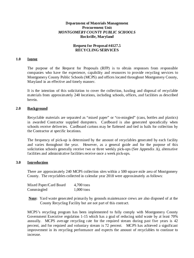 RFP 4127.5, Recycling Services Questions and Answers Doc Template ...