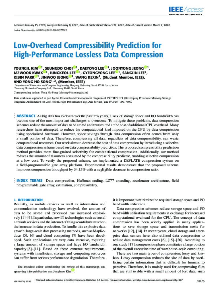 Fillable Online Low-Overhead Compressibility Prediction for High ...