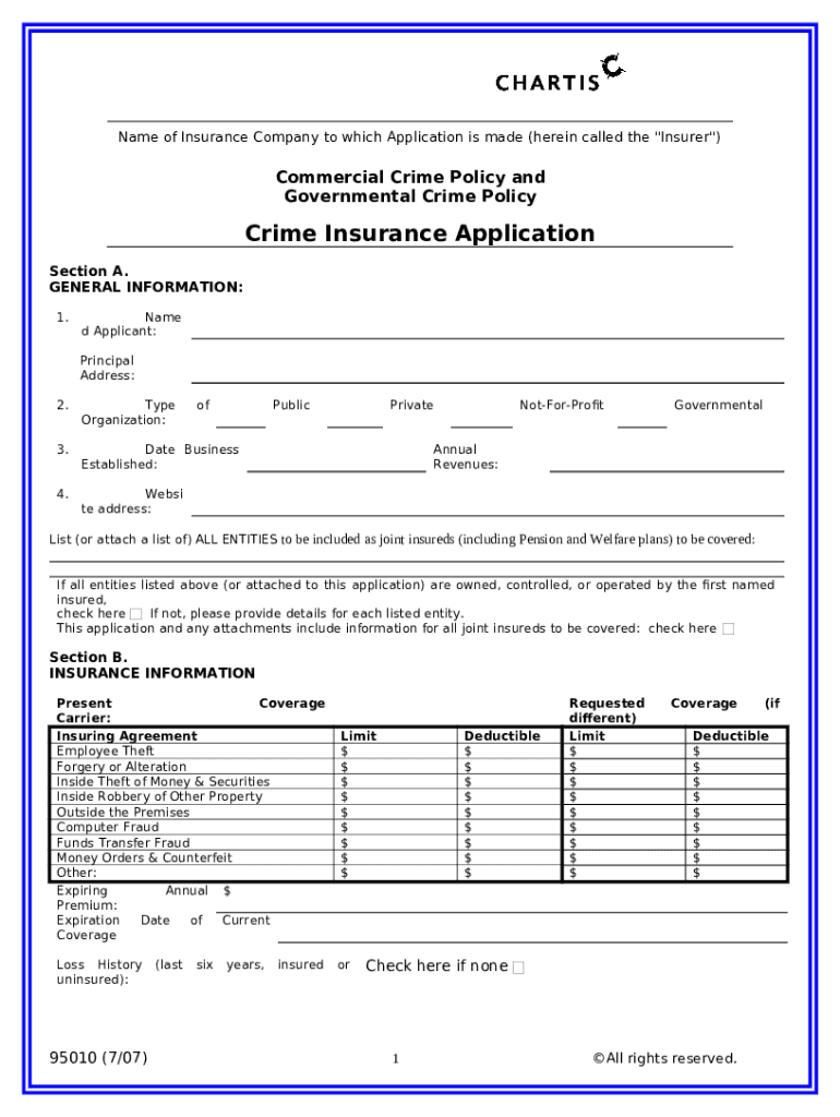 Commercial Crime Policy and Governmental Crime Policy Doc Template ...