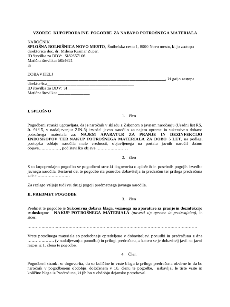 VZORECKUPOPRODAJNEPOGODBE ZA NABAVO POTRONEGA MATERIALA Doc Template ...
