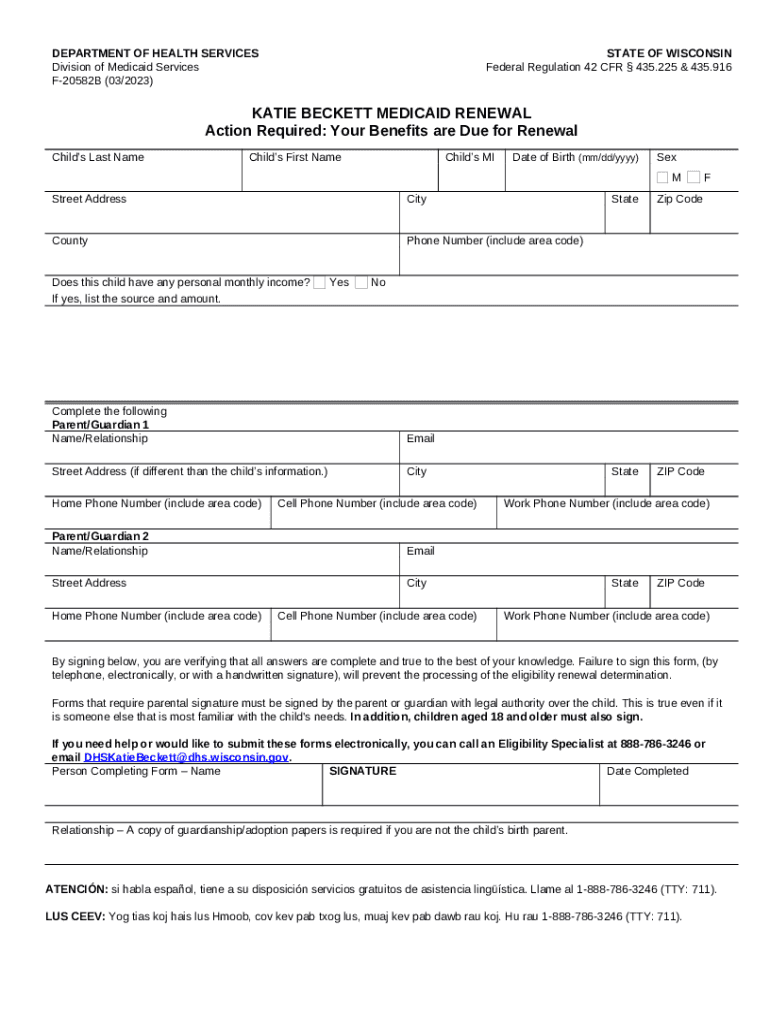 Katie Beckett Program Application And Recertification Doc Template | pdfFiller