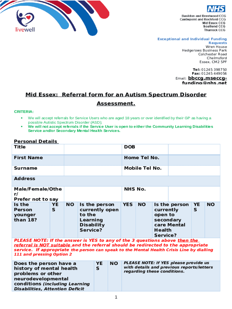 Autism Portal - Referral Processes in Essex - nchc gpsurgery Doc Template | pdfFiller