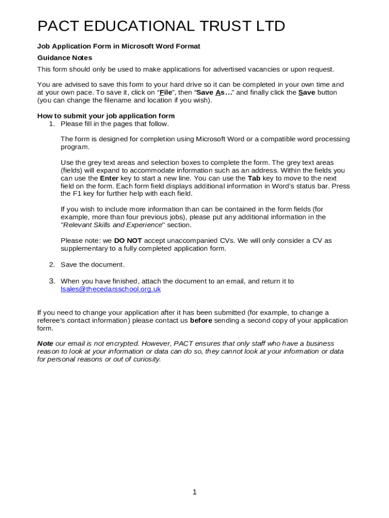 Application for Employment. Standard OCC job application - including equal opportunities section ...