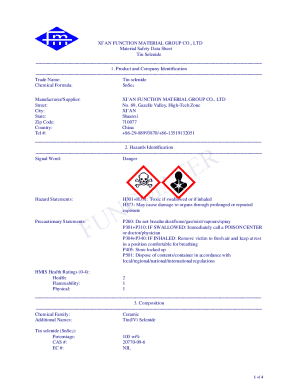 Fillable Online Tin MSDS - 1 1 0 Material Safety Data Sheet Fax Email ...
