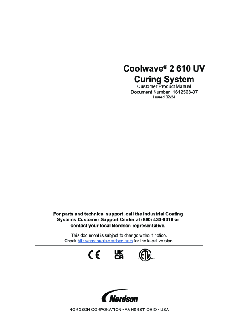 Fillable Online CoolWave 2 610 System Literature - Nordson Corporation Fax Email Print - pdfFiller