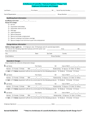 Fillable Online Employee Benefit Change Form Fax Email Print - pdfFiller