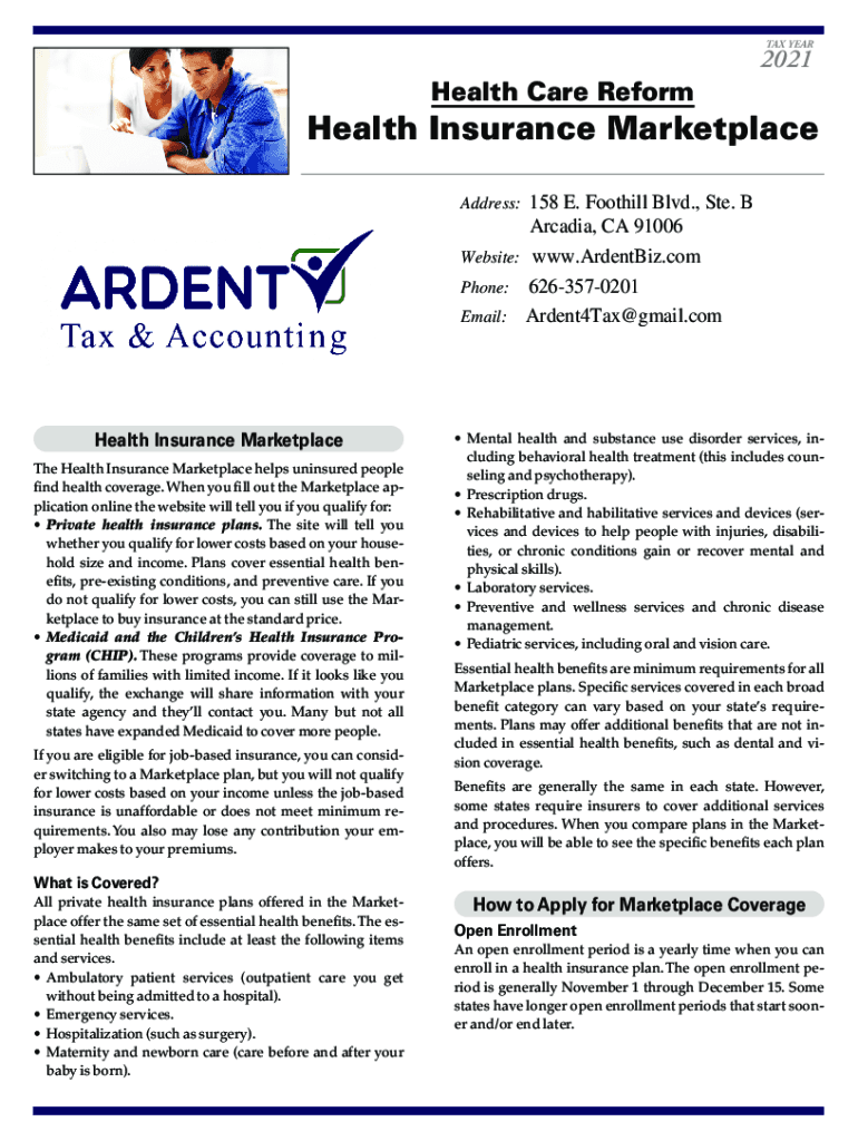 Fillable Online ACA Health Insurance Plans & Coverage - Innovation ...