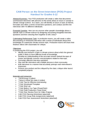CAM Person on the Street Interviews (POS) Project ... Doc Template ...
