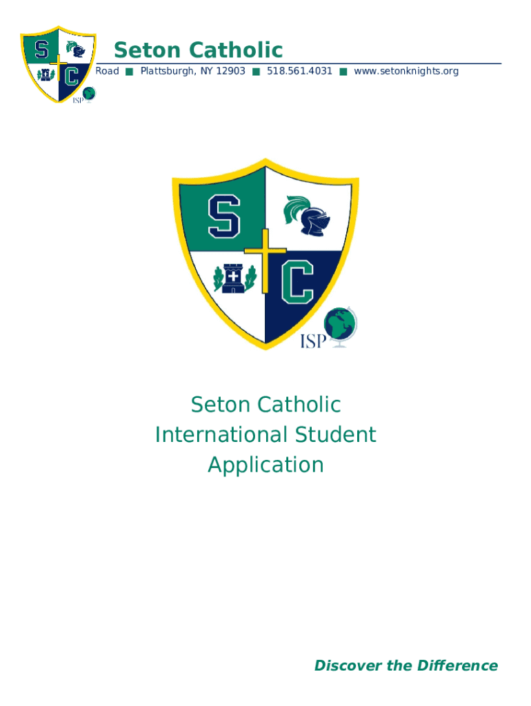 Seton Catholic International Student Application Doc Template | pdfFiller