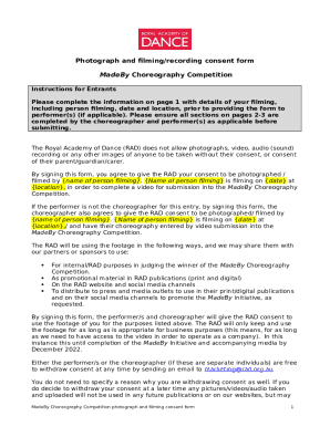 Photography and Recording/Filming Permission Doc Template | pdfFiller