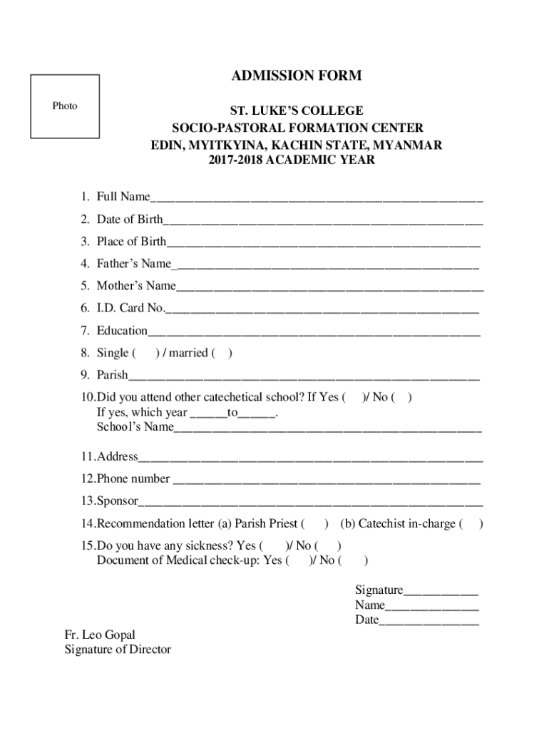 Fillable Online ENGLISH LANGUAGE CENTER ADMISSION FORM Fax Email Print - pdfFiller