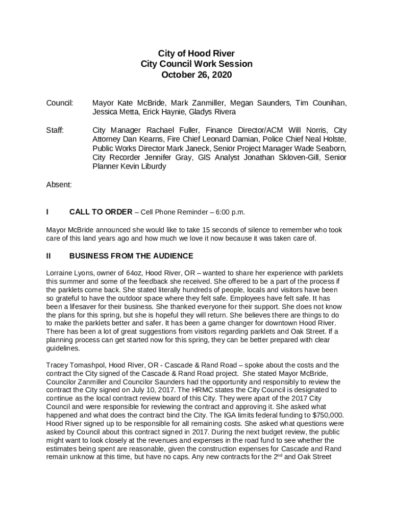 Staff:City Manager Rachael Fuller, Finance Director/ACM Will Norris ...