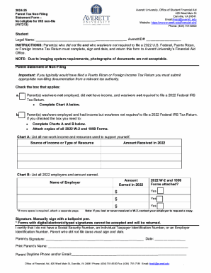 Fillable Online 2024-25 Parent Tax Non-Filing Statement Form Fax Email ...