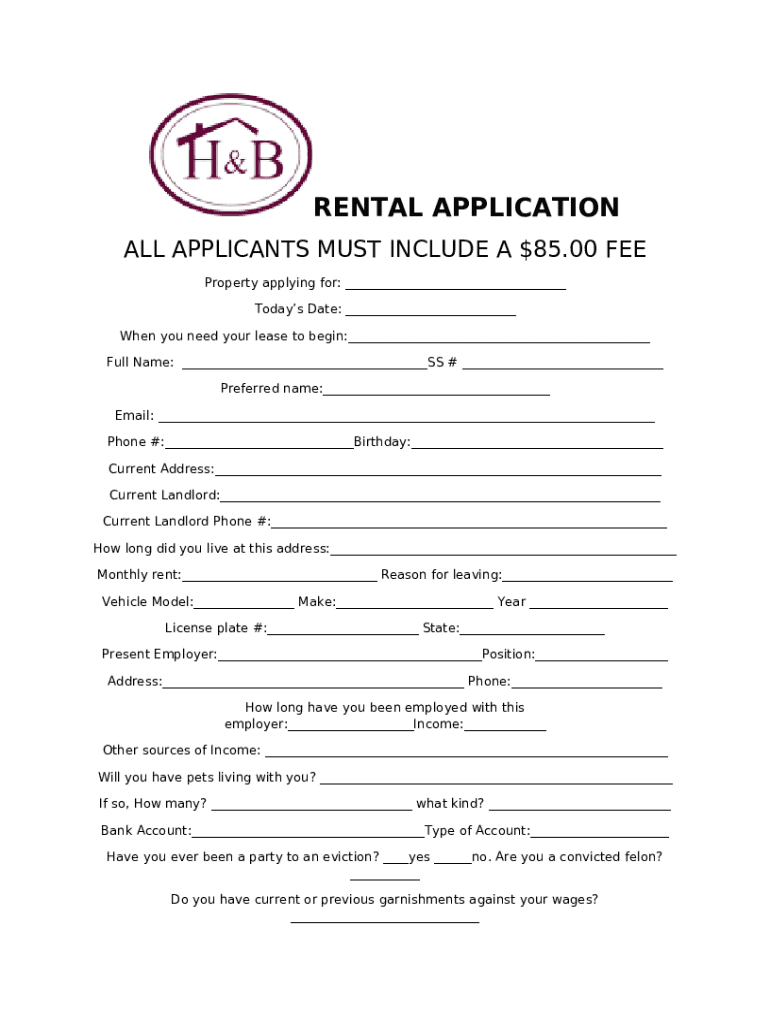 Individual Rental Application Doc Template | pdfFiller