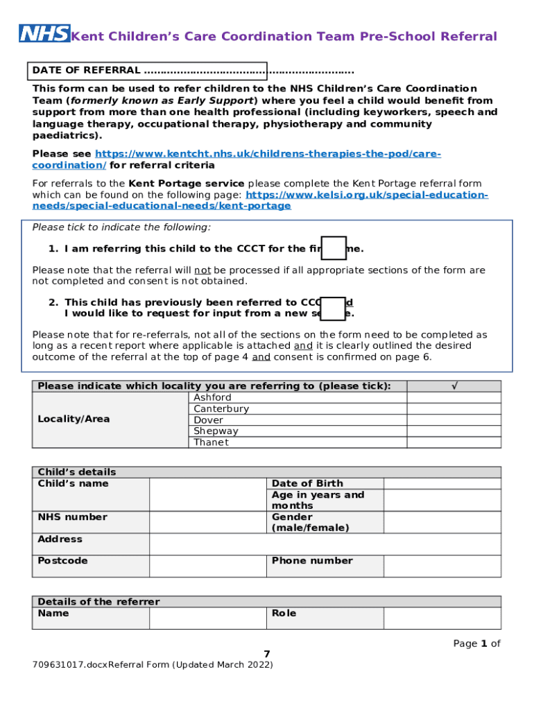 kent-childrens-care-coordination-team-referral-. ... Doc Template | pdfFiller