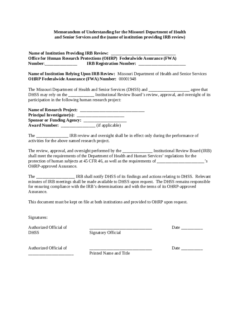 Submission Instructions and s for IRB Review ... - health mo Doc Template | pdfFiller