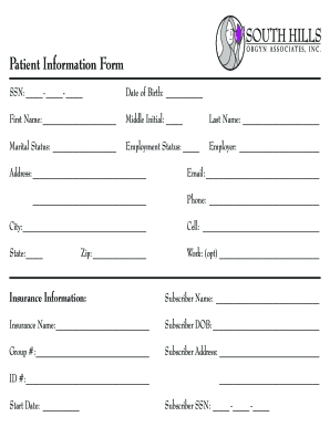 Fillable Online Patient Information: Last Name, First Name, Date of Birth, and Fax Email Print ...