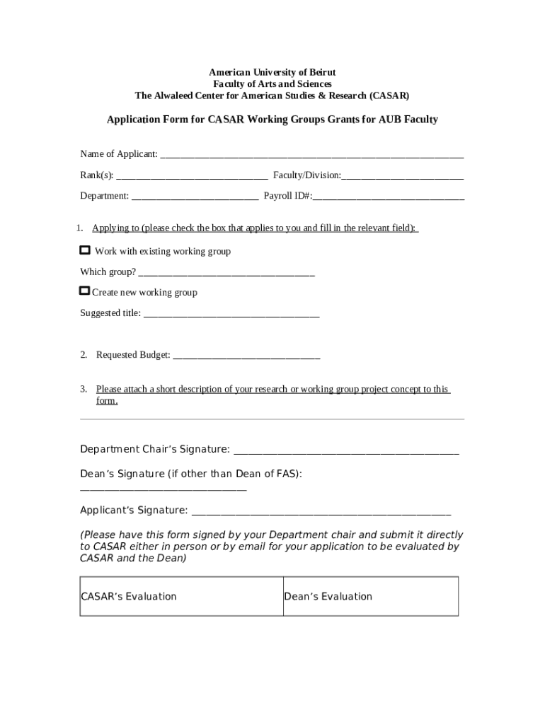 Working group grant application . ... Doc Template | pdfFiller
