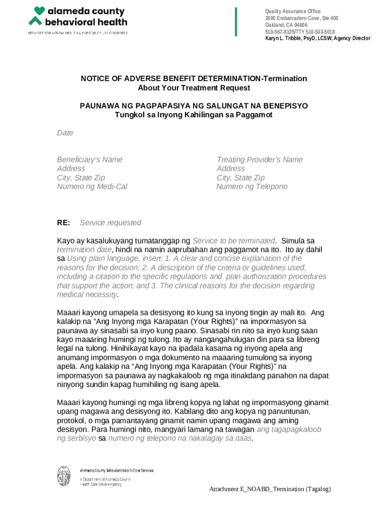 abiso ng pagpapasya sa hindi pagbibigay ng benepisyo Doc Template ...