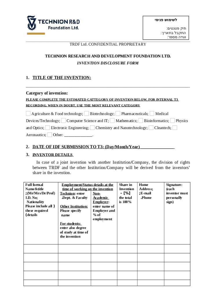 When Should I Fill Out An Invention Disclosure ? Doc Template | pdfFiller