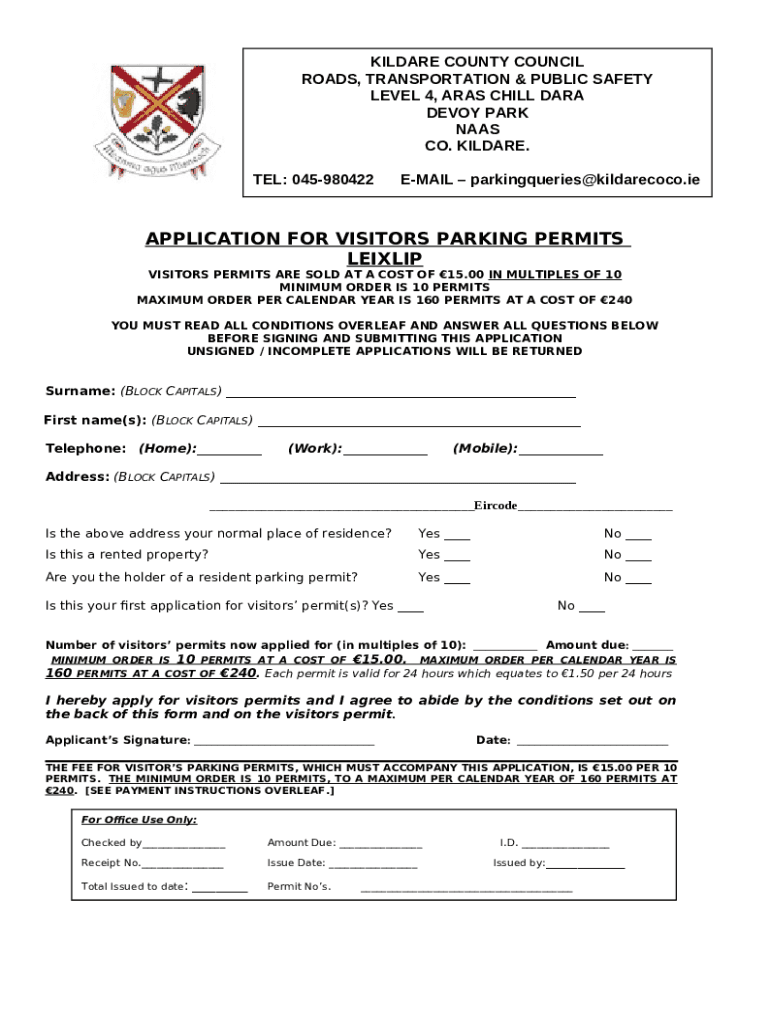 Parking Permits and Rates Doc Template | pdfFiller