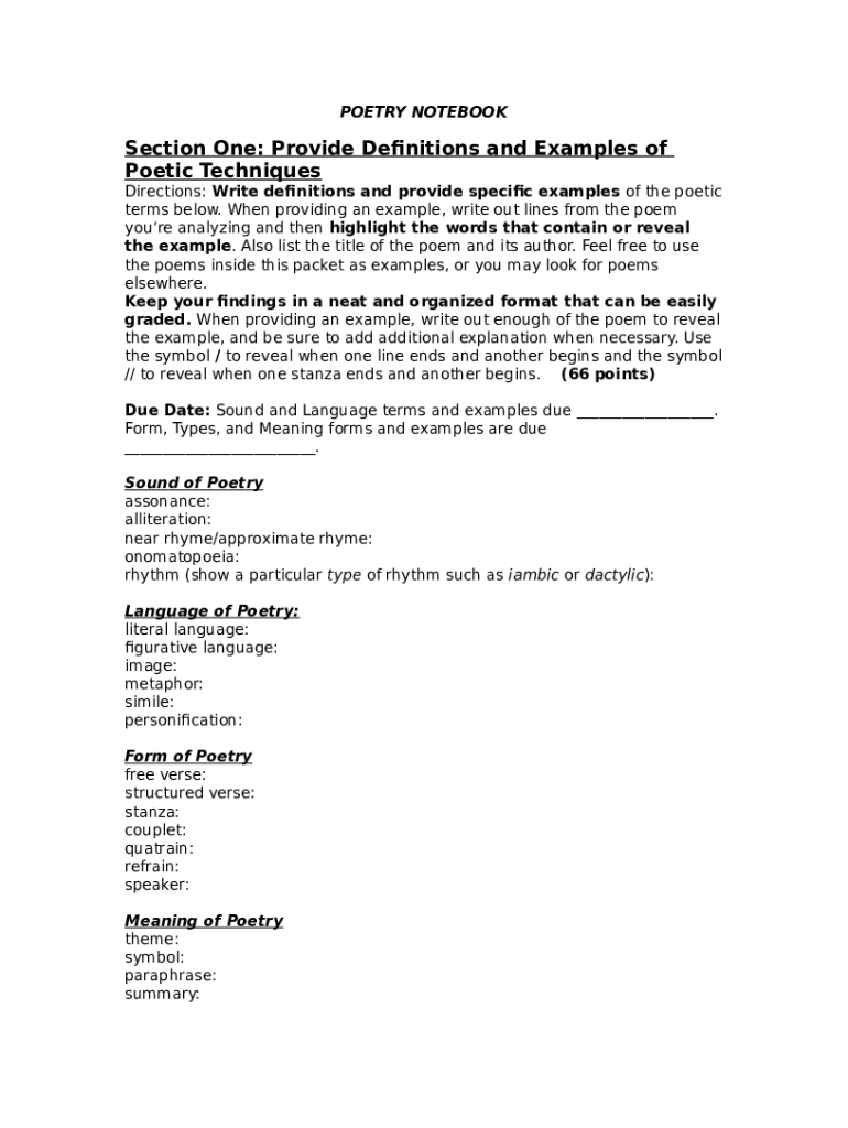 Ultimate List of Poetic TechniquesPoetry Guide Part 3 Doc Template ...