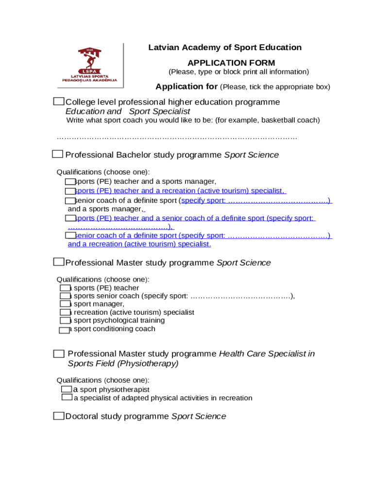 Latvian Academy of Sport Education Master in Sport Science Doc Template ...