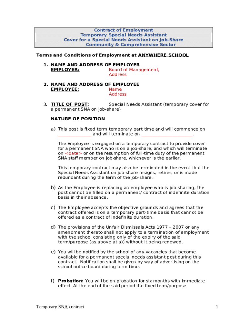 Circular SNA 15/05 - Contract of Employment for Special ... Doc ...