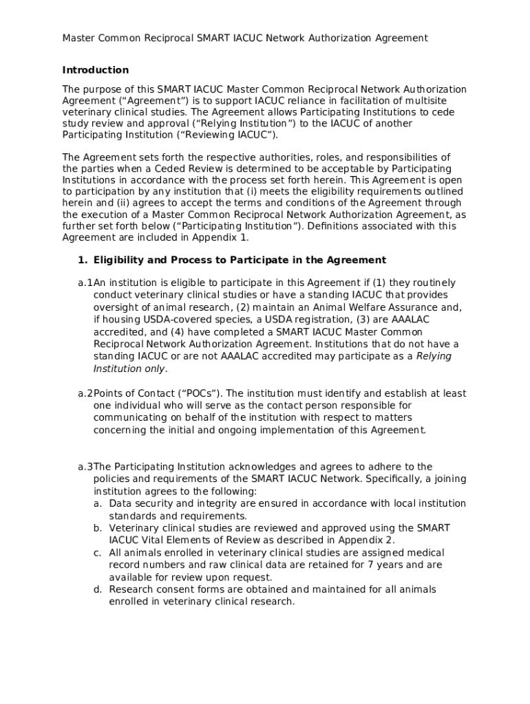 Sample Master Common Reciprocal Agreement Doc Template | pdfFiller