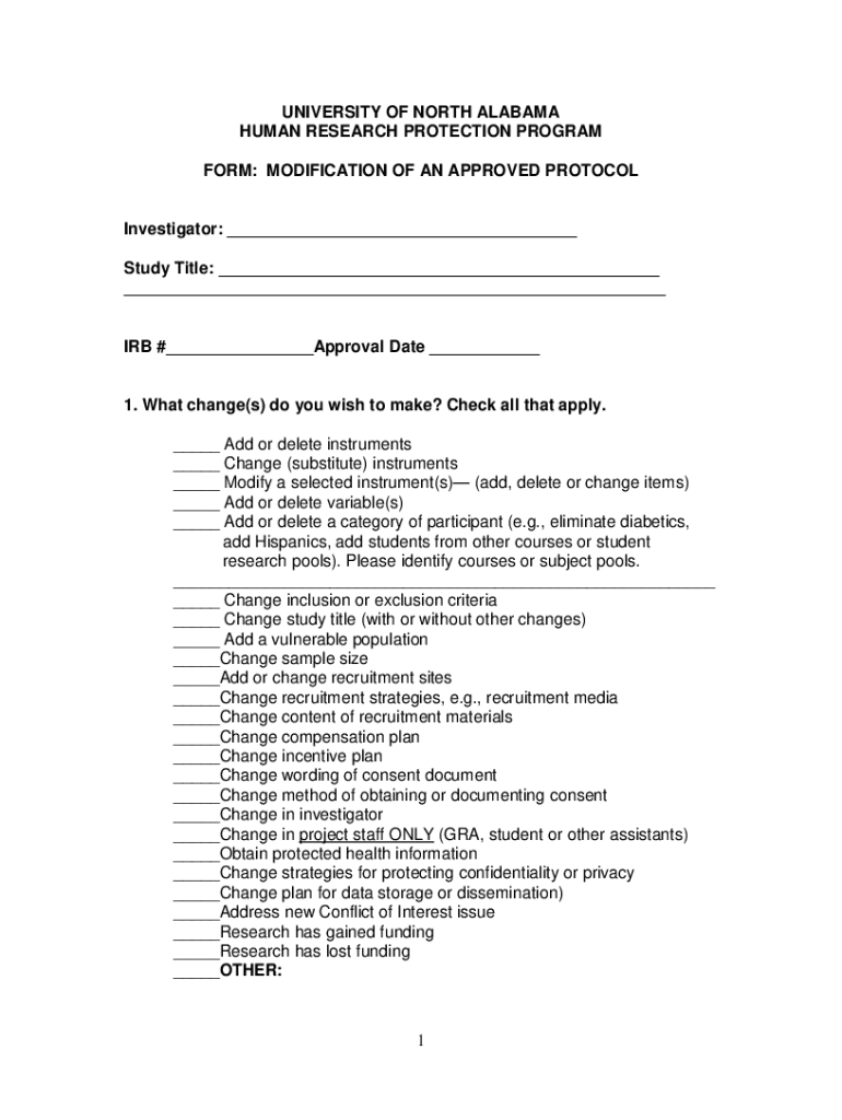 Fillable Online Modification-of-Approved-Protocol-Form-4- ... Fax Email ...
