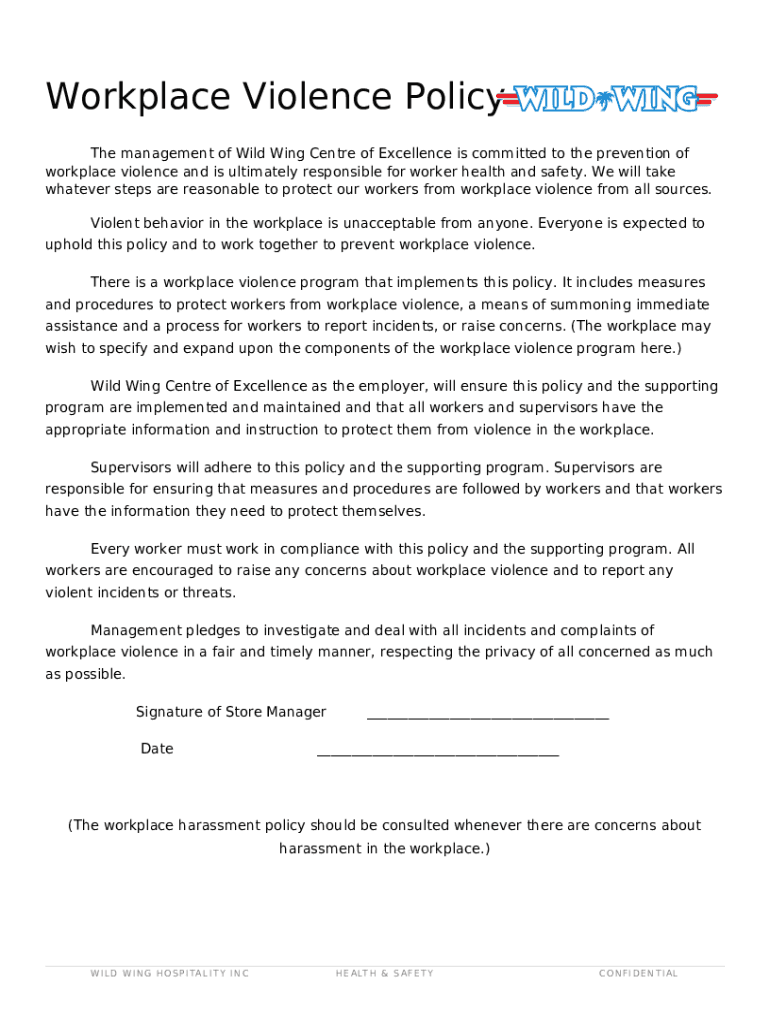 Addressing Workplace Violence and Creating a Safer ... Doc Template ...