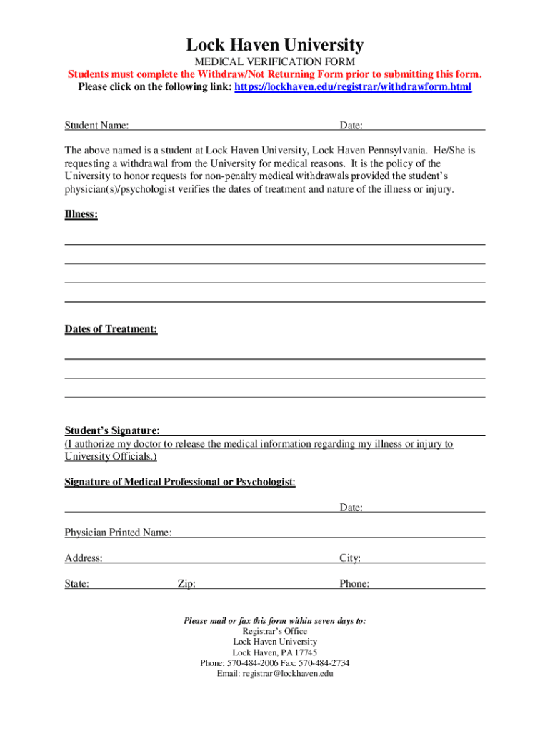 Fillable Online Medical Verification Form updated ... Fax Email Print ...