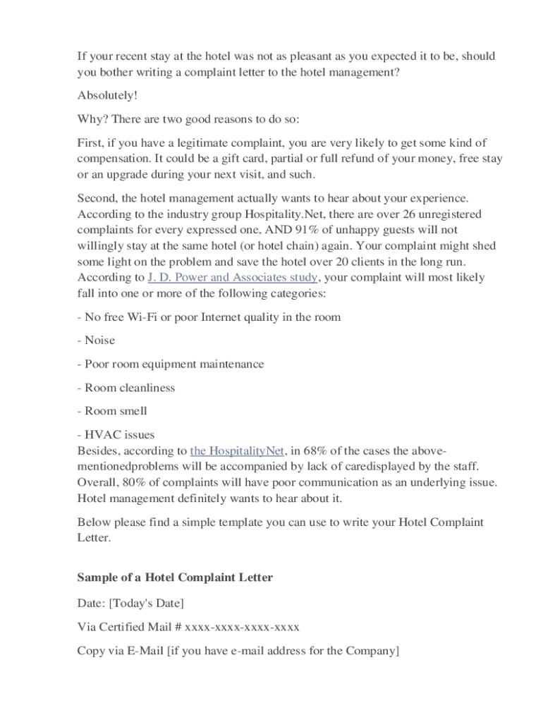 Fillable Online How to Handle Hotel guest complaints and Deal With ... Fax Email Print - pdfFiller