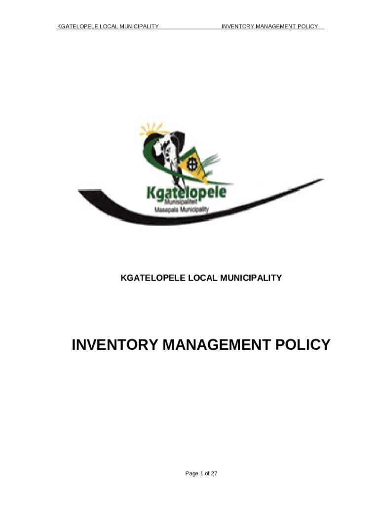 Inventory Management Policy draft KGATELOPELE Doc Template | pdfFiller