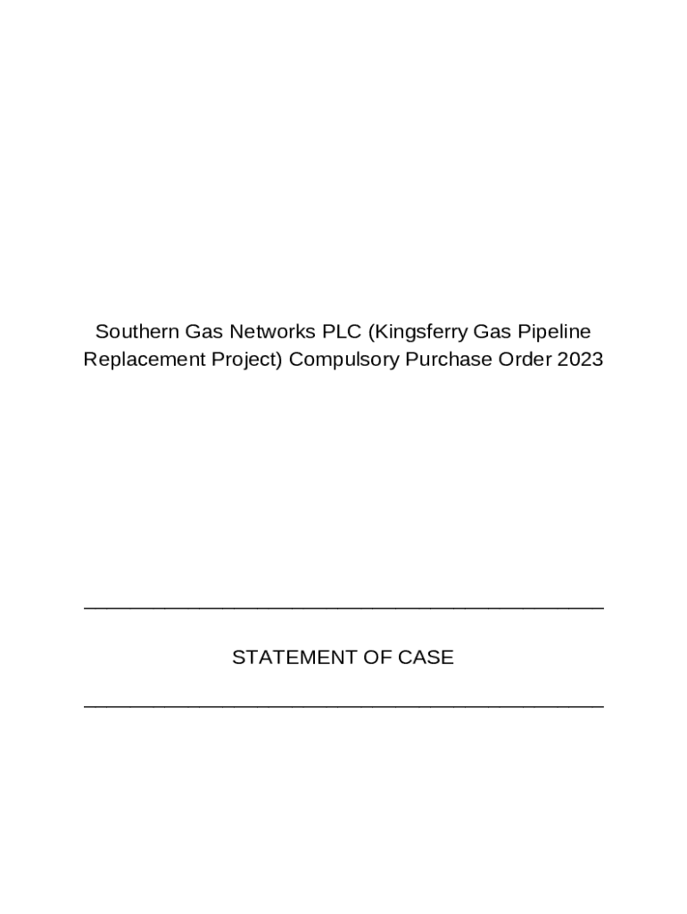 Southern Gas Networks PLC (Kingsferry Gas Pipeline Doc Template | pdfFiller