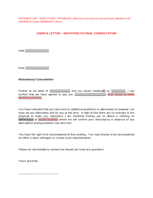 Redundancy letters, s and templates Doc Template | pdfFiller
