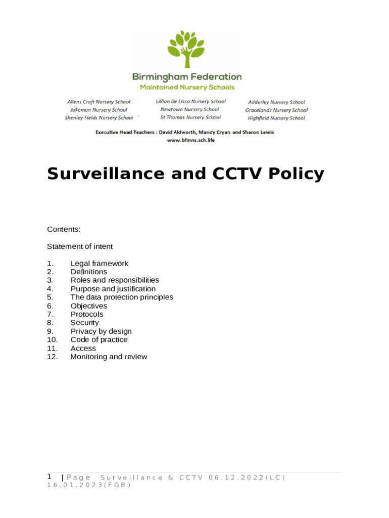 Surveillance and CCTV Policy - Allens Croft Nursery School Doc Template ...