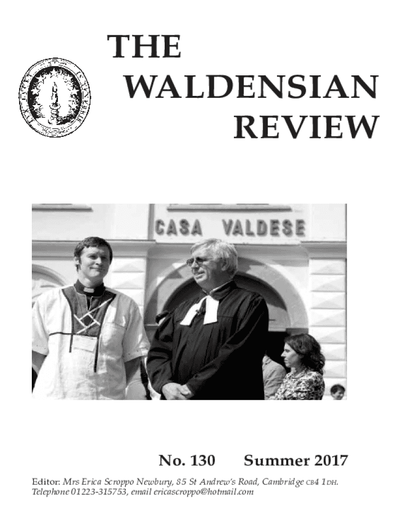 Fillable Online waldensian org Erica meets Primo LeviWaldensian Church ...